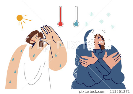 Sudden changes weather cause suffering in... - Stock Illustration ...