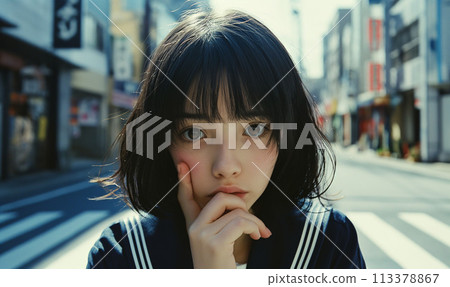 A staring girl - Stock Illustration [113378867] - PIXTA