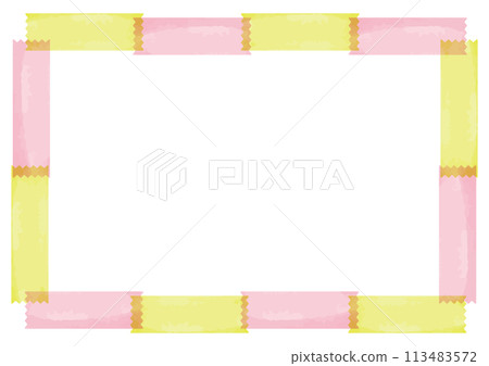 Watercolor masking tape frame, pink, yellow,... - Stock Illustration ...