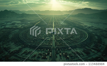 Illustrate a futuristic dystopian society from... - Stock Illustration ...