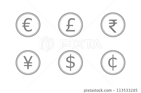 Six grey currency symbols - Stock Illustration [113533285] - PIXTA