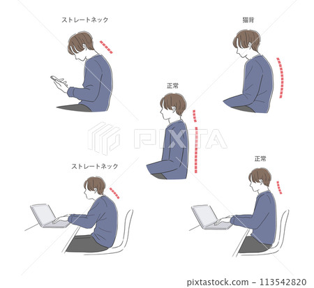 Illustration set of a man with bad posture... - Stock Illustration ...