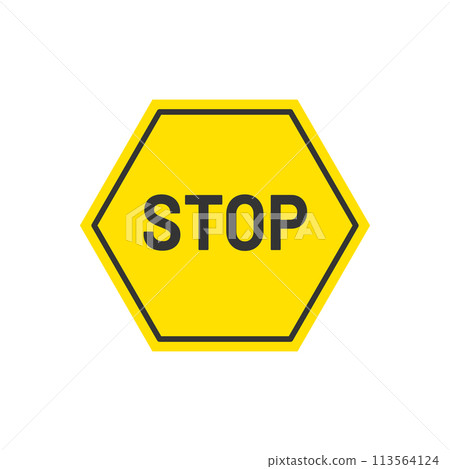 STOP icon, sign, mark, sign, yellow - Stock Illustration [113564124 ...