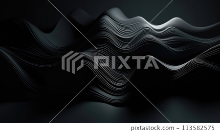 Black minimal waves abstract background....-插圖素材 [113582575] - PIXTA圖庫