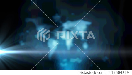 Image of glowing out of focus world map on blue... - Stock Illustration ...