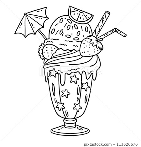 Ice Cream Shake Isolated Coloring Page for Kids - Stock Illustration ...