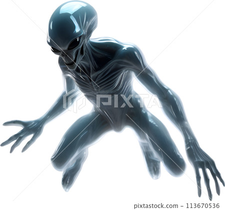 Close-up image of a skinny Alien. AI-Generated. - Stock Illustration ...
