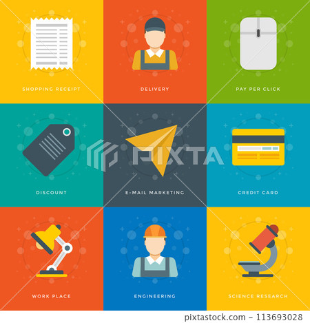 Flat design icons vector illustration - Stock Illustration [113693028 ...