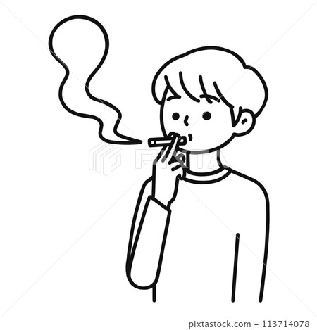 Smoking Man Line Drawing Stock Illustration 113714078 Pixta