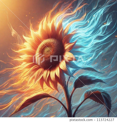 Burning Sunflower - Stock Illustration [113724227] - PIXTA