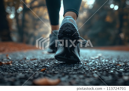 Close-up of a person's shoe while walking.... - Stock Illustration ...
