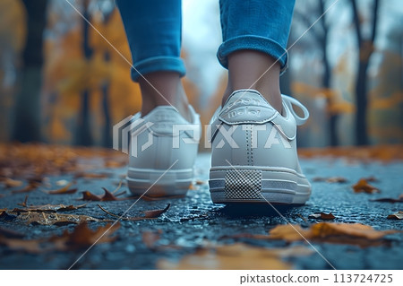 Close-up of a person's shoe while walking.... - Stock Illustration ...