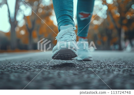 Close-up of a person's shoe while walking.... - Stock Illustration ...