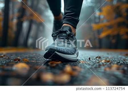 Close-up of a person's shoe while walking.... - Stock Illustration ...
