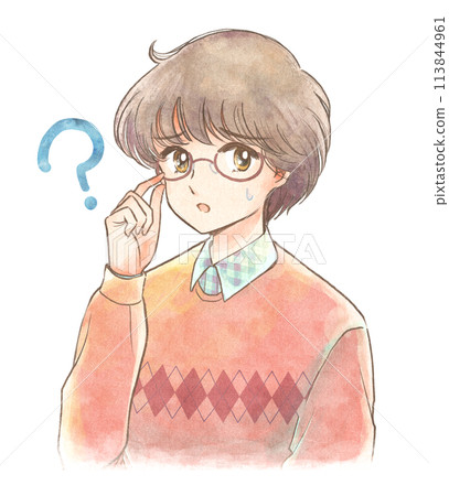 Hatena, a boy in the style of 80s girls' manga - Stock Illustration ...