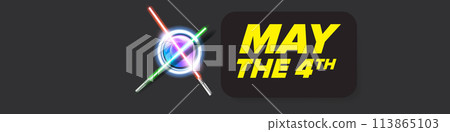 May the 4th vector illustration with glowing...-插圖素材 [113865103] - PIXTA圖庫