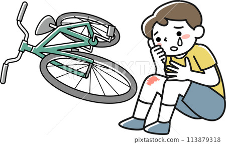 Boy falling off his bike and crying - Stock Illustration [113879318 ...