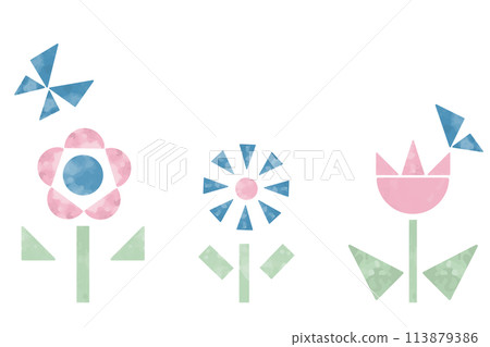 Watercolor building blocks flower set - Stock Illustration [113879386 ...