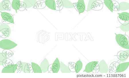 Cute light green leaf frame 16:9 - Stock Illustration [113887061] - PIXTA