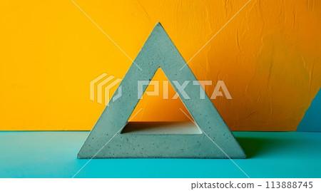 Concrete triangle on yellow blue background.... - Stock Illustration ...
