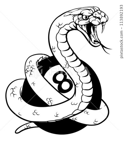 Snake Pool 8 Ball Billiards Mascot Cartoon - Stock Illustration ...