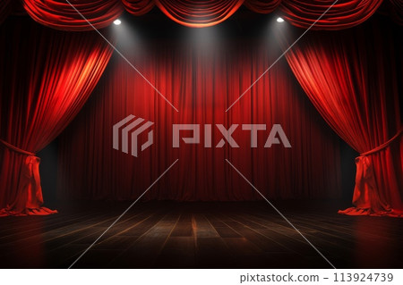 Red drape curtain stage - Stock Illustration [113924739] - PIXTA