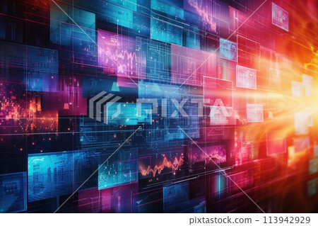 Binary code background with glowing light rays... - Stock Illustration ...