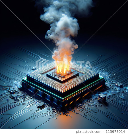 computer motherboard with smoke-插圖素材 [113978014] - PIXTA圖庫
