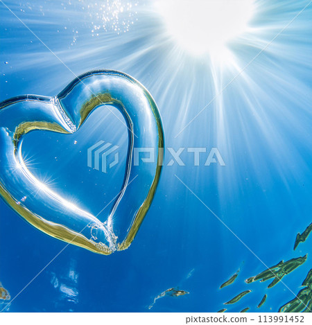Floating hearts in water - Stock Illustration [113991452] - PIXTA