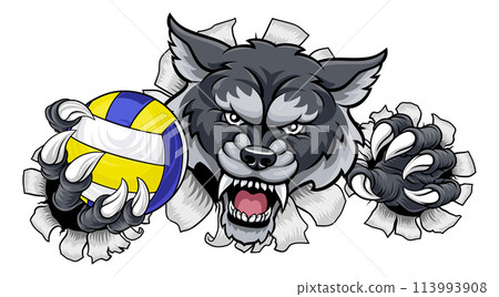 Wolf Werewolf Volleyball Volley Ball Claw Mascot - Stock Illustration ...