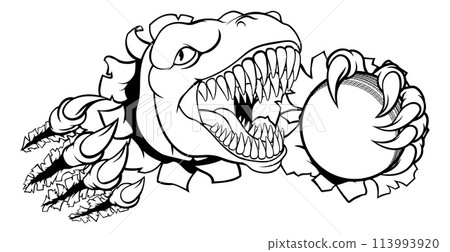 Dinosaur Cricket Player Animal Sports Mascot - Stock Illustration ...