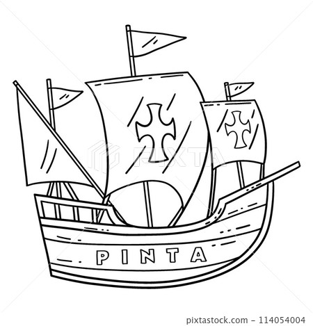 Columbus Day Pinta Ship Columbus Day Isolated - Stock Illustration ...