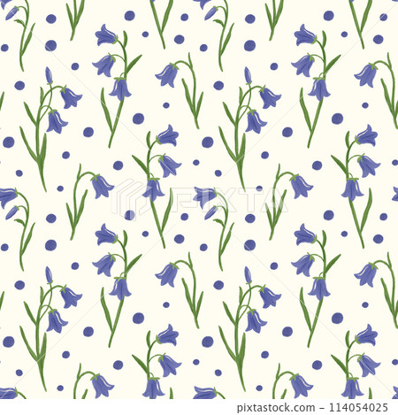 Bellflower seamless pattern. Hand drawn elegant... - Stock Illustration ...