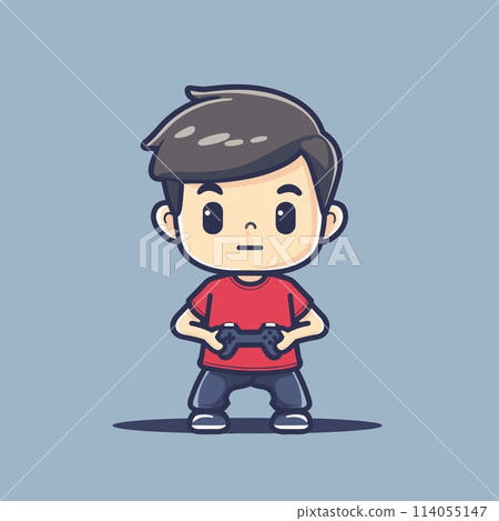Boy playing video game cartoon character vector... - Stock Illustration ...