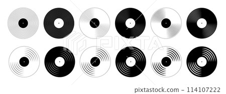 Set of vinyl disc icons. Turntable LP record... - Stock Illustration ...