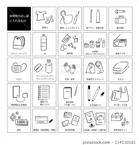 Illustration of disaster prevention items to... - Stock Illustration ...