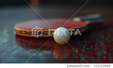 Close-up of a table tennis paddle and ball on... - Stock Illustration ...