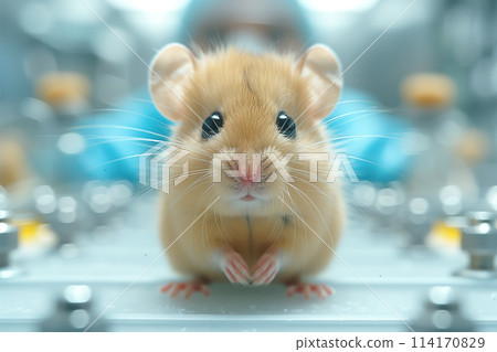 Hamster in the laboratory, close-up. - Stock Illustration [114170829 ...