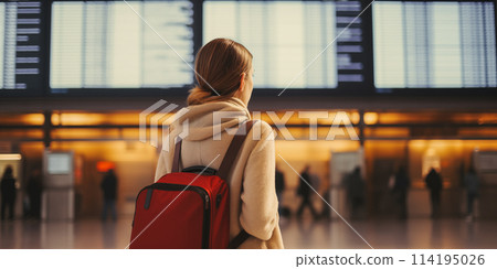 Back view of a woman traveling - Stock Illustration [114195026] - PIXTA
