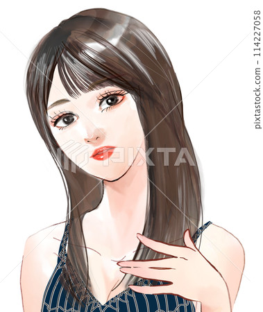 A cute girl from the Sakamichi-kei scene,... - Stock Illustration ...
