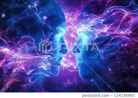 Telepathic communication, communications with a... - Stock Illustration ...
