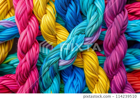 background of multi-colored intertwined ropes - Stock Illustration ...