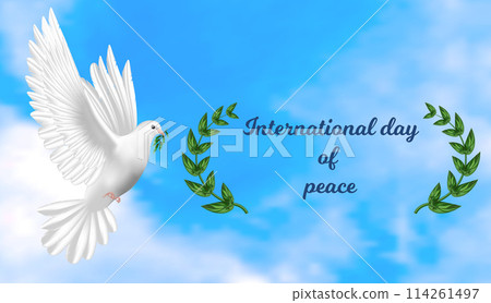 White dove banner in realistic design - Stock Illustration [114261497 ...