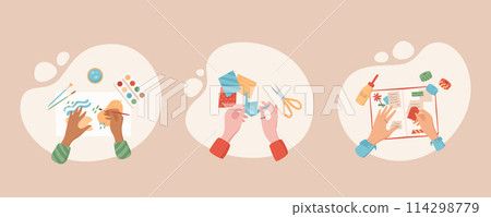 Flat creative DIY art hobby compositions set,... - Stock Illustration ...