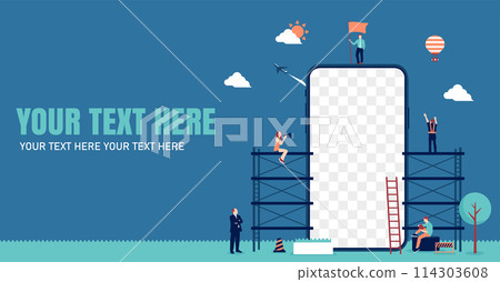 Smartphone/app motif banner illustration /... - Stock Illustration ...