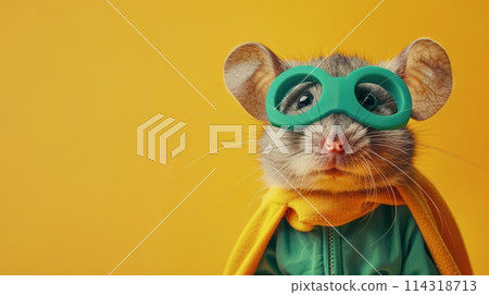 Mouse Wearing Green Goggles and Yellow Jacket - Stock Illustration ...