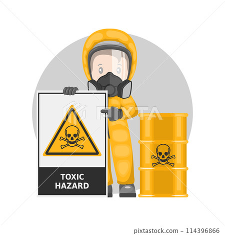 Industrial worker with toxic material hazard... - Stock Illustration ...