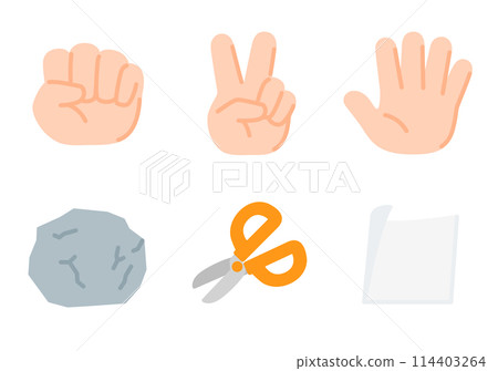Rock-paper-scissors hand and motif - Stock Illustration [114403264] - PIXTA