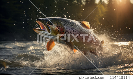 brown trout jumping