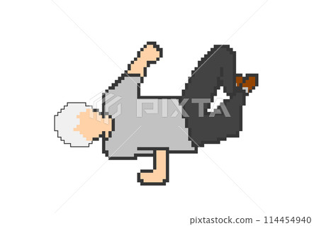 Breakdance_male(pixel art)white hair - Stock Illustration [114454940 ...